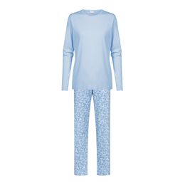 Mey Pyjama 'Flower Meadow' Damen Gr&ouml;&szlig;e L hellblau / wei&szlig; Winterkleid