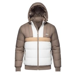 Ombre Winterjacke Herren Gr&ouml;&szlig;e L dunkelbeige / karamell / wei&szlig;