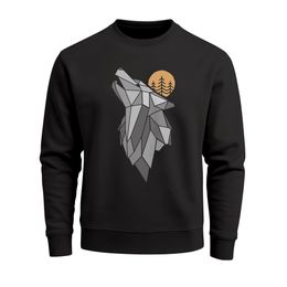 Neverless Sweatshirt 'Polygon Wolf' Herren Gr&ouml;&szlig;e L schwarz