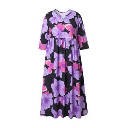 Ulla Popken Kleid Damen Gr&ouml;&szlig;e 58/60 lila / orchidee / schwarz Winterkleid