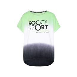 SOCCX Frottee-Shirt mit Dip-Dye-Effekt Damen Gr&ouml;&szlig;e XS/S gr&uuml;n