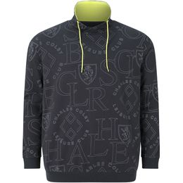 CHARLES COLBY Sweatshirt ' Earl Everts ' Herren Gr&ouml;&szlig;e L anthrazit / hellgrau / limette