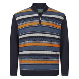 CHARLES COLBY Pullover Herren Gr&ouml;&szlig;e L dunkelblau / orange / wei&szlig;