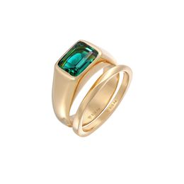 Elli Premium Ring Damen Gr&ouml;&szlig;e 52 gold / gr&uuml;n