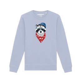 Watapparel Sweatshirt 'Waschb&auml;r' Herren Gr&ouml;&szlig;e S hellblau / mischfarben