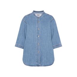 Senses.the Label Denim-Bluse BOS:TON mit volumin&ouml;sem Kurzarm Damen Gr&ouml;&szlig;e XXL hellblau