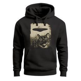 Neverless Sweatshirt 'Katze Alien Ufo' Herren Gr&ouml;&szlig;e L schwarz