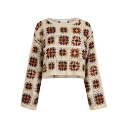 Apricot Crochet Squares Cropped Jumper ' ' Damen Gr&ouml;&szlig;e M camel / hellbeige / braun / dunkelrot