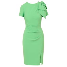 Adrianna Papell Knielanges Cocktailkleid 'Pleated Bow Midi Dress' Damen Gr&ouml;&szlig;e 36 gr&uuml;n