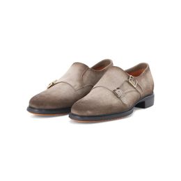 Santoni Low-Top Sneaker - Doppel-Monkstraps aus Veloursleder - Gr. 42 (EU) - in Braun - f&uuml;r Damen