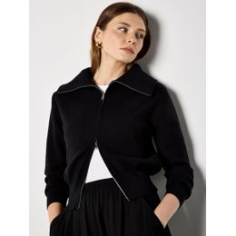 Apricot Double Zip Ribbed Knit Cardigan ' ' Damen Gr&ouml;&szlig;e 42 schwarz