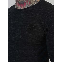 SikSilk Shirt 'Long Sleeve Marl T-Shirt' Herren Gr&ouml;&szlig;e XS schwarz