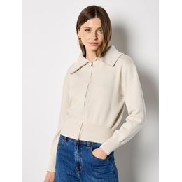Apricot Double Zip Ribbed Knit Cardigan ' ' Damen Gr&ouml;&szlig;e 38 stone