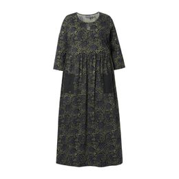 Ulla Popken Kleid Damen Gr&ouml;&szlig;e 66/68 nachtblau / gr&uuml;n Winterkleid