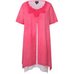 Ulla Popken Kleid Damen Gr&ouml;&szlig;e 54/56 pink / wei&szlig; Winterkleid