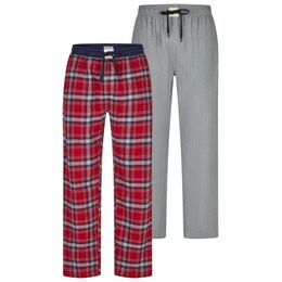 Phil & Co. Berlin Pyjamahose 'Flanell' Herren Gr&ouml;&szlig;e M navy / grau / rot