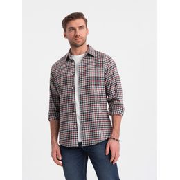 Ombre Hemd 'OM-SHCS-0150' Herren Gr&ouml;&szlig;e XL navy / grau / rot