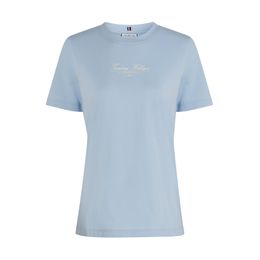 Tommy Hilfiger T-Shirt Damen Gr&ouml;&szlig;e XL hellblau / wei&szlig;