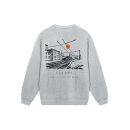 F4NT4STIC Sweatshirt 'Escape Discover the World Town Train Station' Herren Gr&ouml;&szlig;e XS grau / orange / schwarz