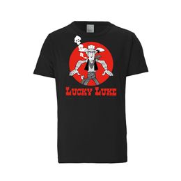 logoshirt T-Shirt 'Lucky Luke - Daisytown' Damen Gr&ouml;&szlig;e XXL grau / rot / schwarz / wei&szlig;