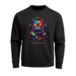 Neverless Sweatshirt 'DJ Cat' Herren Gr&ouml;&szlig;e XXXL schwarz