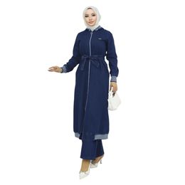 Modamihram Hosenanzug Damen Gr&ouml;&szlig;e 48 blue denim / wei&szlig;