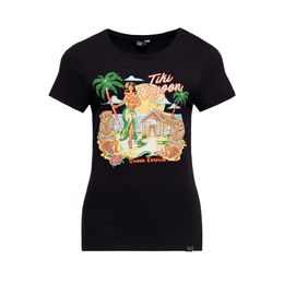 Queen Kerosin Print T-Shirt Tiki Lagoon in schwarz | Gr.: XS