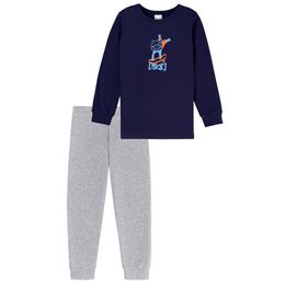 Schiesser Pyjama ' Boys World ' Jungen Gr&ouml;&szlig;e 140 dunkelblau
