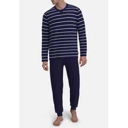 Bugatti Pyjama Modena in blau-dunkel-Ringel | Gr.: XXL