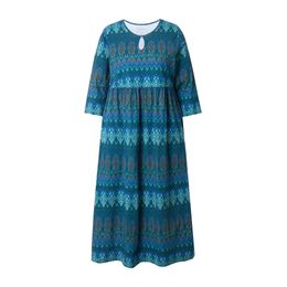 Ulla Popken Kleid Damen Gr&ouml;&szlig;e 54/56 blau / marine / aqua / petrol Winterkleid