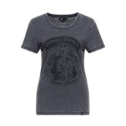 Queen Kerosin Enzym Wash T-Shirt Hasta La Muerte in schwarz | Gr.: M