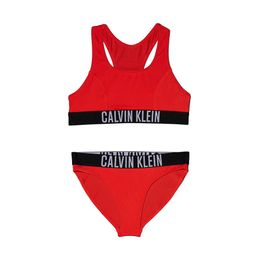 Calvin Klein Swimwear Bikini M&auml;dchen Gr&ouml;&szlig;e 140/152 hellgrau / rot / schwarz