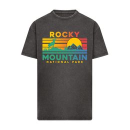 F4NT4STIC T-Shirt 'US National Parks Rocky Mountain Sunset' Herren Gr&ouml;&szlig;e S mischfarben / schwarz