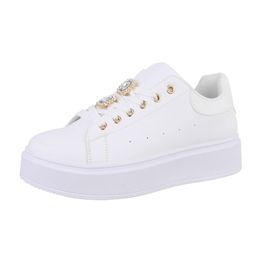 Ital-Design Sneaker low Damen Gr&ouml;&szlig;e 36 gold / silber / wei&szlig;