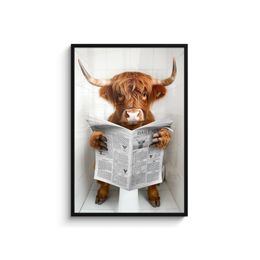 MuchoWow Poster mit Leiste Zeitung Schottisches Hochlandrind (BxH) | Gr.: 60x80 cm