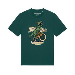 Watapparel Shirt 'T-Rex Fahrrad' Herren Gr&ouml;&szlig;e XL beige / hellbraun / dunkelgr&uuml;n / schwarz