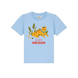 Watabout.kids T-Shirt 'Tiger Gro&szlig;er Bruder' Jungen Gr&ouml;&szlig;e 152/158 hellblau / gr&uuml;n / orange / rot