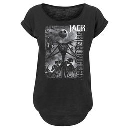 F4NT4STIC T-Shirt 'Disney Nightmare Before Christmas Skellington' Damen Gr&ouml;&szlig;e 5XL graumeliert / schwarz / wei&szlig;