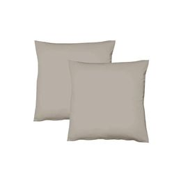 JACK 2er Set Renforc&eacute; Kissenh&uuml;lle Kissenbezug in Taupe | Gr.: 80x80 cm