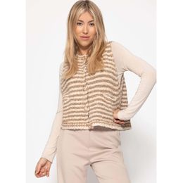 SASSYCLASSY Boucl&eacute;-Weste mit Taschen in Beige | Gr.: M