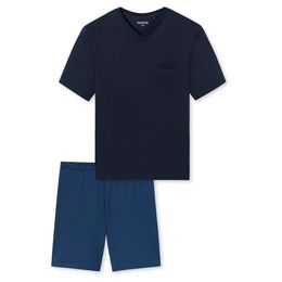 Schiesser Pyjama kurz 'Comfort Essentials' Herren Gr&ouml;&szlig;e M blau