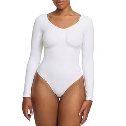 Cfab By Creamy Fabrics Shapingbody 'Sculpting Shapewear Longsleeve mit Slip' Damen Gr&ouml;&szlig;e S wei&szlig;