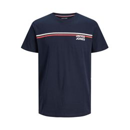 Jack & Jones Jack & Jones T-Shirt 'JJAtlas' Herren Gr&ouml;&szlig;e L navy / feuerrot / wei&szlig;