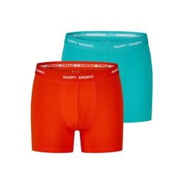 Happy Shorts Boxershorts Herren Gr&ouml;&szlig;e XL t&uuml;rkis / orangerot / wei&szlig;
