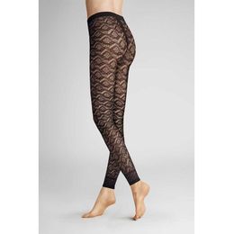 Hudson Feinstrumpfleggings Graphic Crochet gemustert in Black | Gr.: 40-42