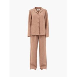 Amourlinen Pyjama 'Nightly' Damen Gr&ouml;&szlig;e L hellbraun Winterkleid