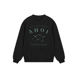 F4NT4STIC Sweatshirt 'Ahoi M&ouml;we Knut und Jan' Herren Gr&ouml;&szlig;e XS gr&uuml;n / schwarz