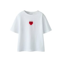 name it T-Shirt M&auml;dchen Gr&ouml;&szlig;e 134/140 rot / wei&szlig;