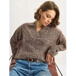 Bianco Lucci Pullover Damen Gr&ouml;&szlig;e S/L cappuccino / dunkelbraun