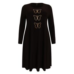 Yoek Kleid Damen Gr&ouml;&szlig;e 50/52 gold / schwarz Winterkleid